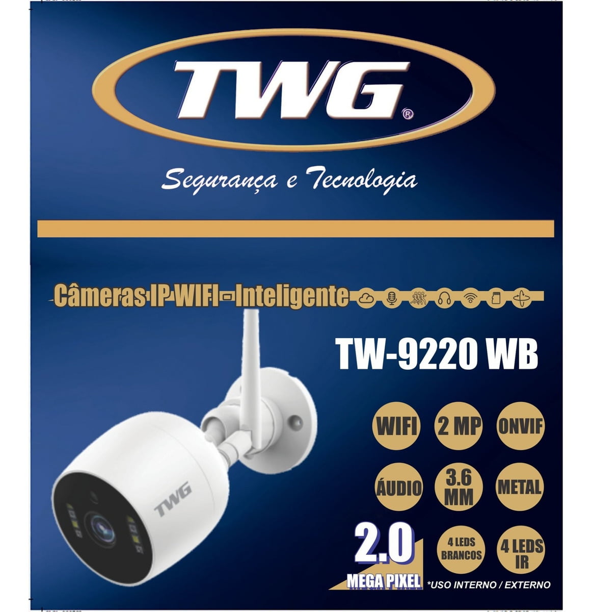 CAMERA INFRAVERMELHO IP WI-FI / ONVIF FULL HD 2MP 3.6MM METAL TWG TW ...