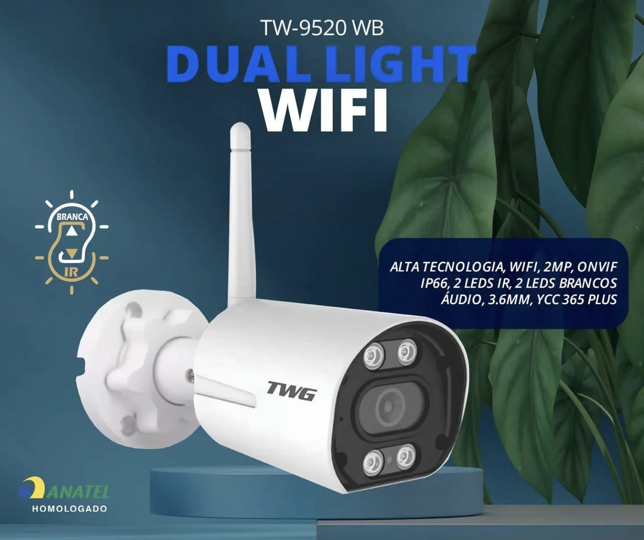 CÂMERA BULLET IP FULL HD 2MP 1080P WI-FI EXTERNA TW-9520 WB TWG - Home Tech