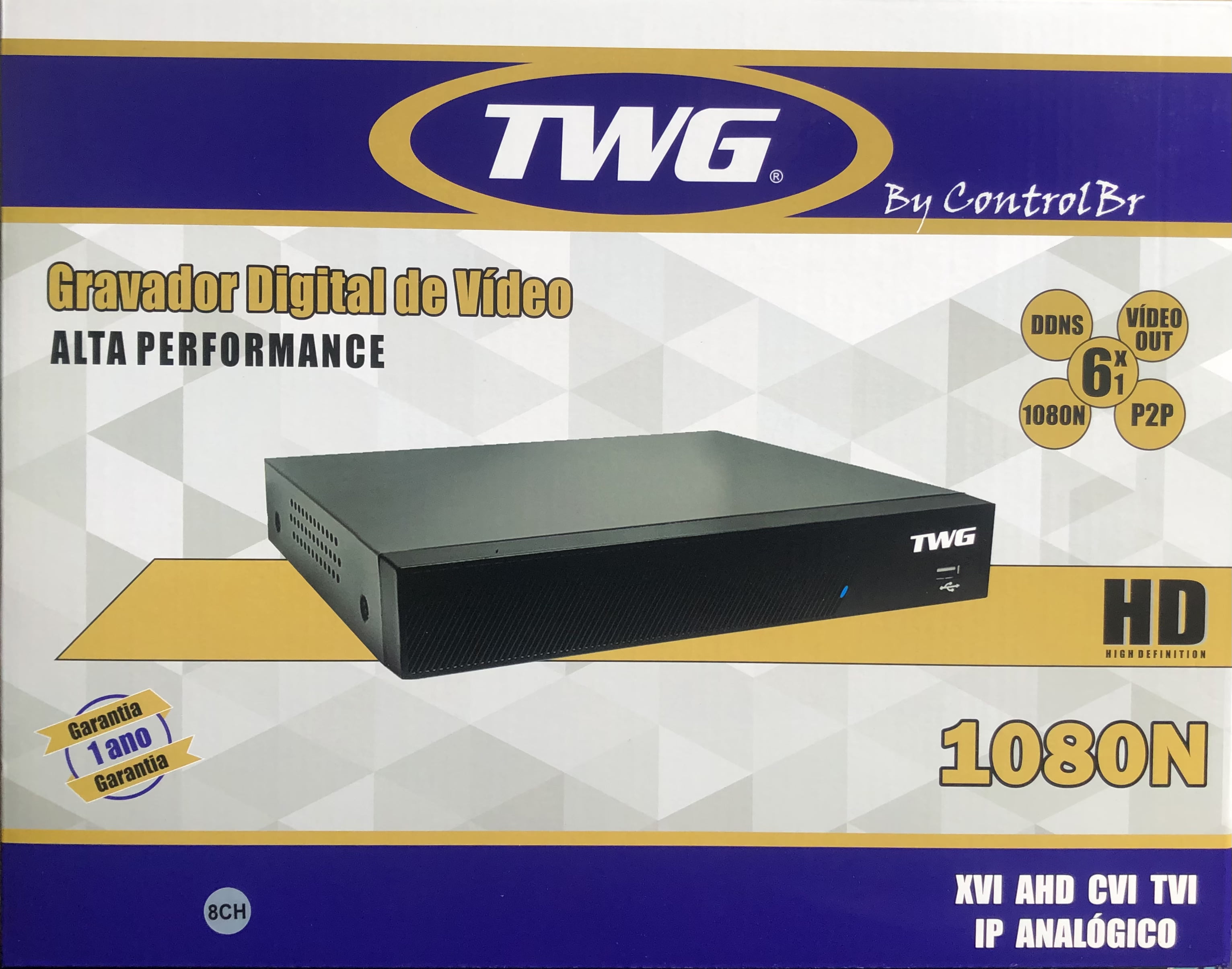 DVR STAND ALONE 8 CANAIS 1080N 6X1 TWG TW-6108T LM - Home Tech