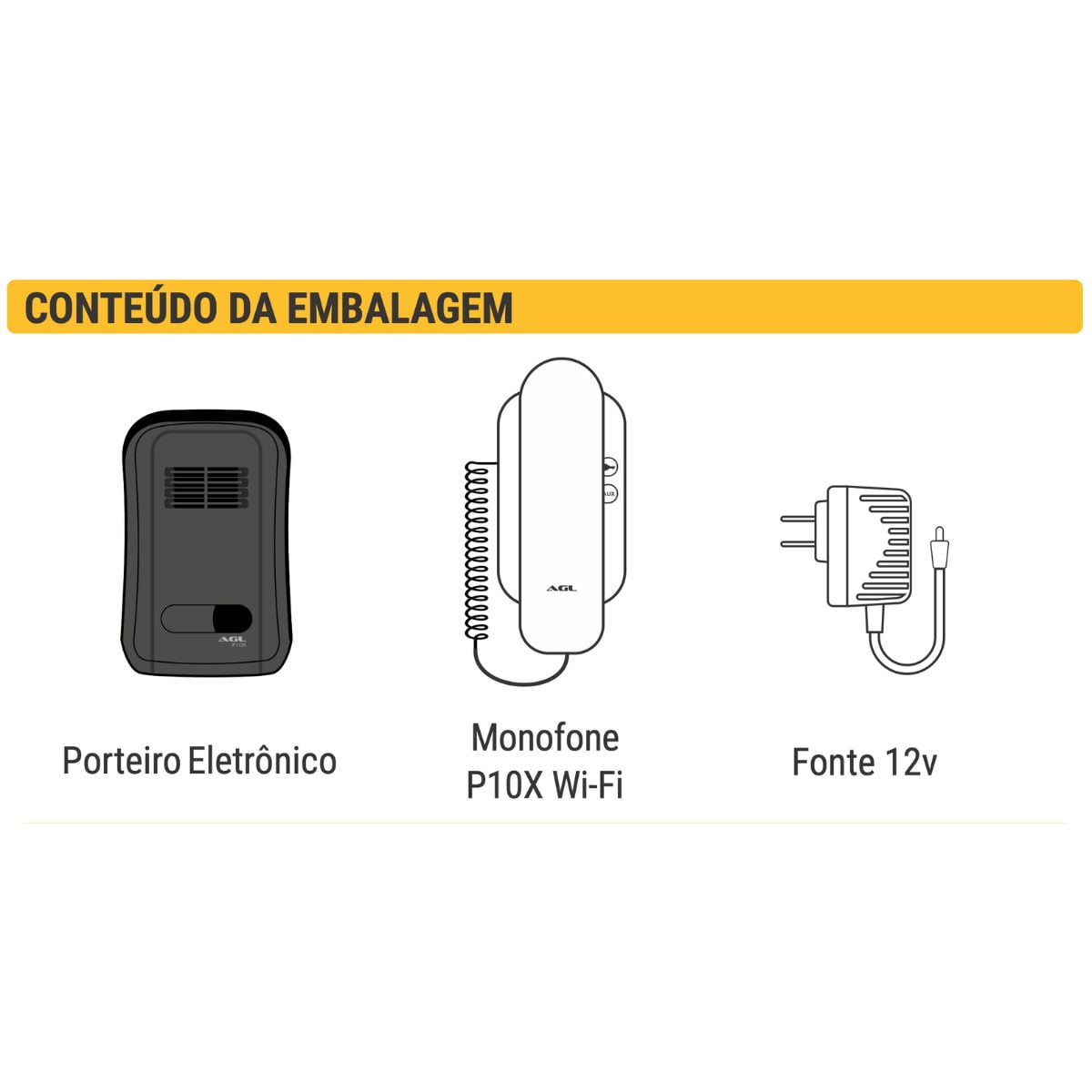 KIT PORTEIRO INTERFONE RESIDENCIAL WIFI AGL P10X WIFI BIVOLT - PRETO ...